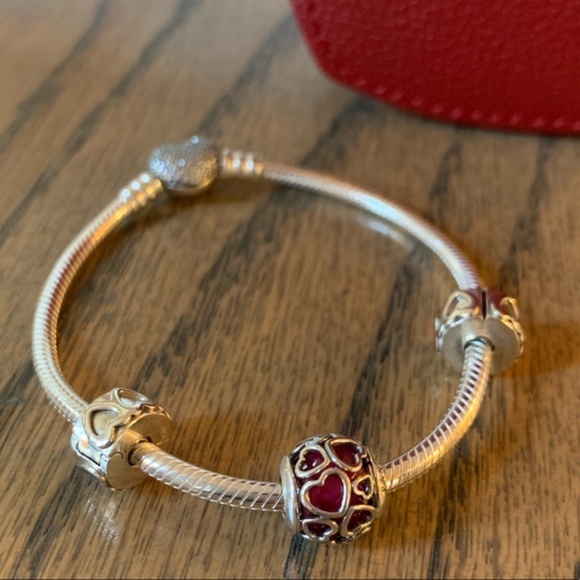 Pandora | Jewelry | Pandora Open Hearts Bracelet Gift Set Silver New ...
